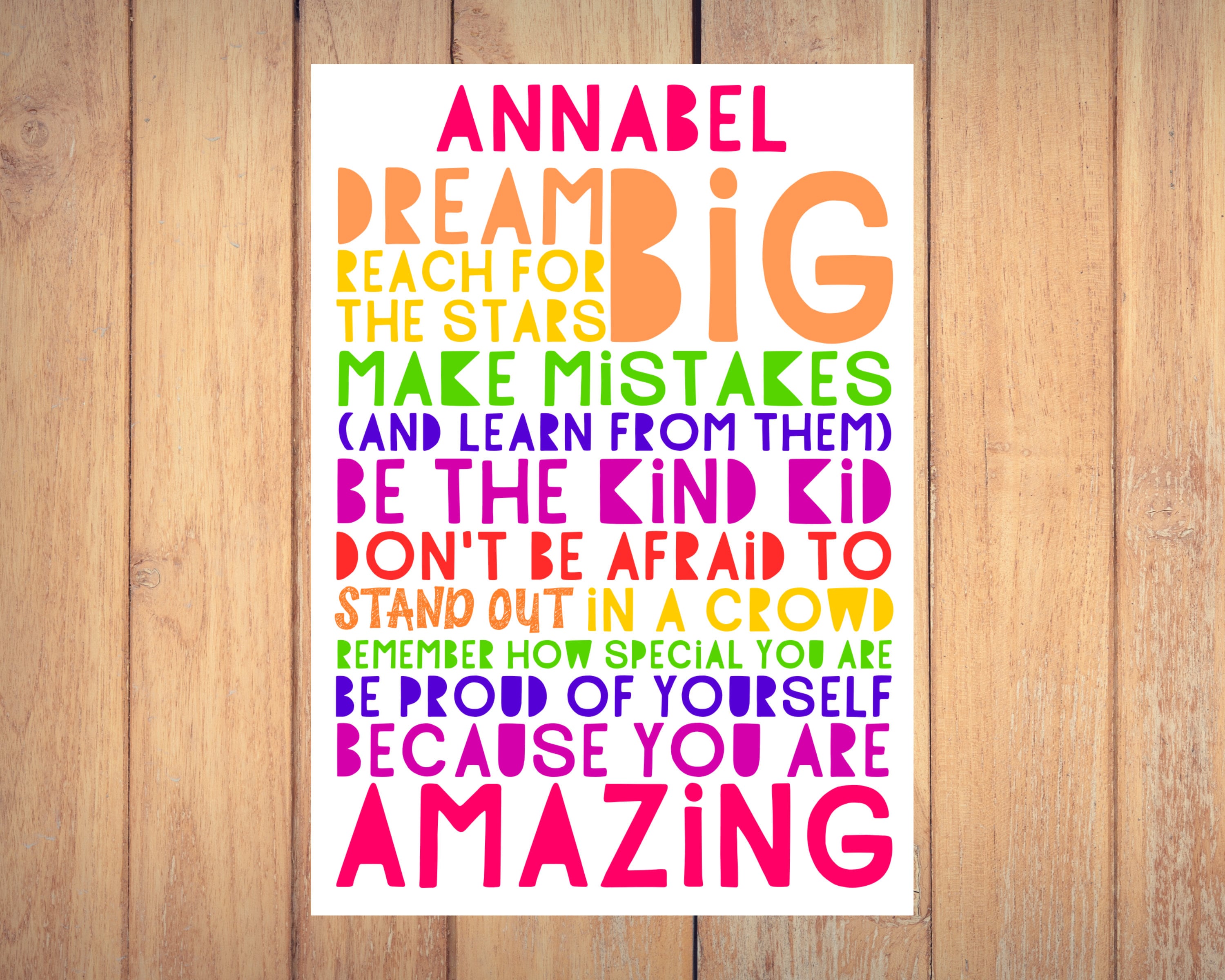 PRINTABLE Dream Big Personalized Poster, Custom Girls Wall Art, Teen ...