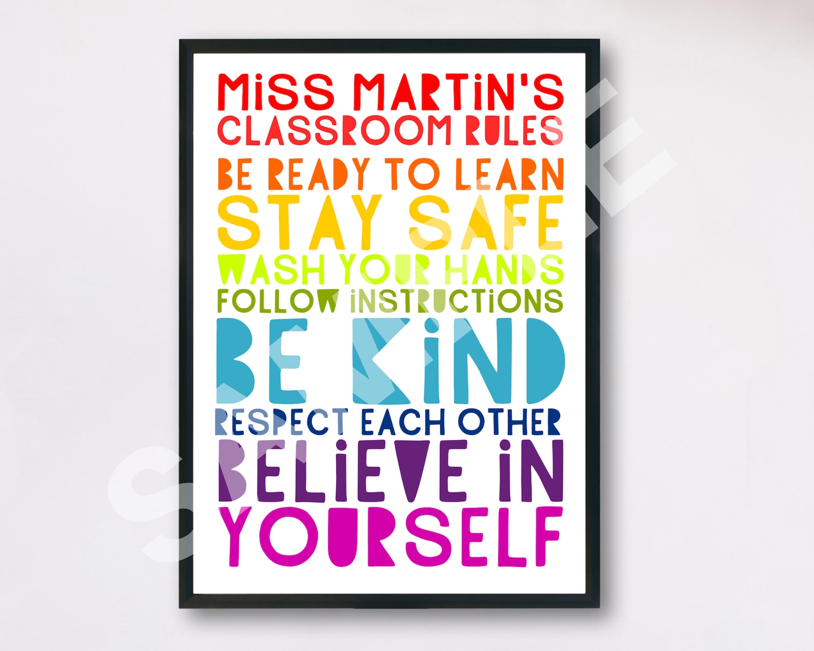 Teacher Gift, PRINTABLE Stay Safe, Be Kind Poster, Classroom Rules Sign ...