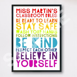 Teacher Gift, PRINTABLE Stay Safe, Be Kind Poster, Classroom Rules Sign ...