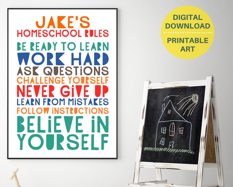Homeschool Rules printable homeschool personalised print | Etsy