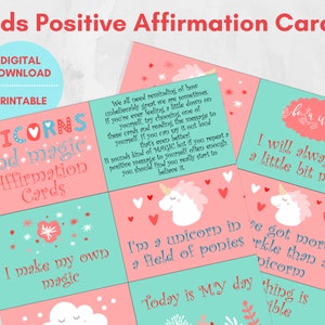 Affirmation Cards Unicorn Card Set for Kids Positive - Etsy UK