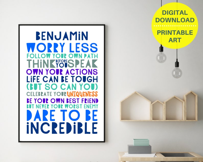 PRINTABLE Worry Less Personalized Poster Custom Boys Wall - Etsy