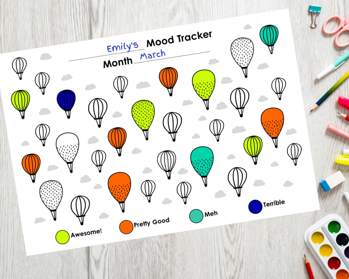 PRINTABLE Kids Monthly Mood Tracker Self Care Activity for - Etsy UK