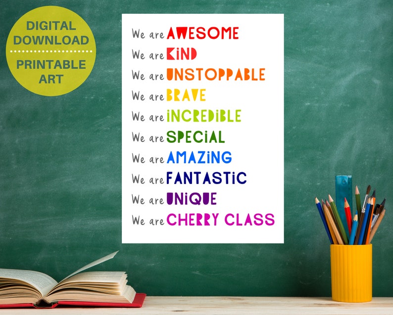 Classroom Affirmations Poster, Daily Affirmations for Kids, PRINTABLE ...
