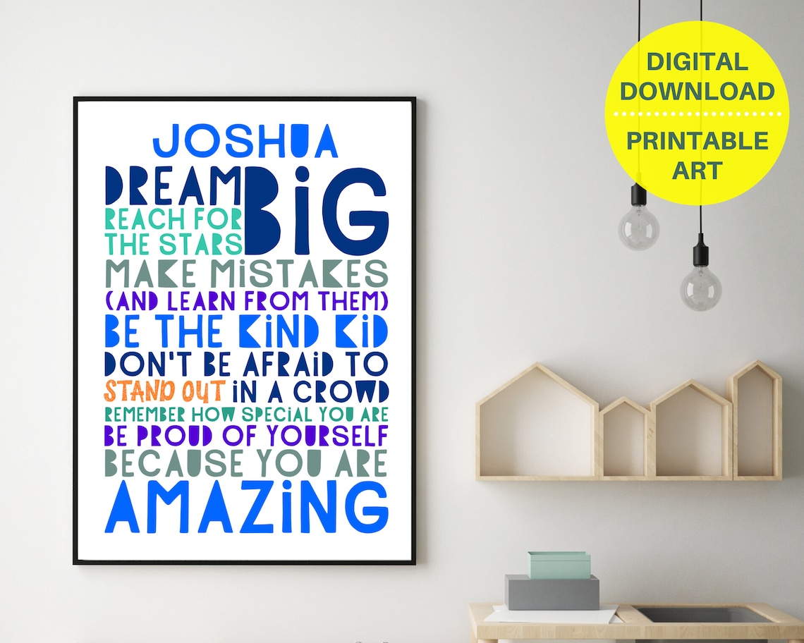 PRINTABLE Dream Big Personalized Poster Custom Boys Wall Art | Etsy UK