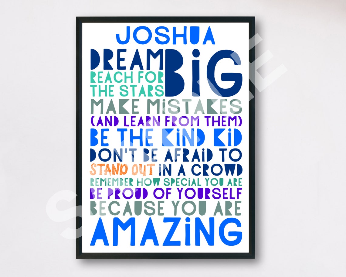 PRINTABLE Dream Big Personalized Poster Custom Boys Wall Art | Etsy UK