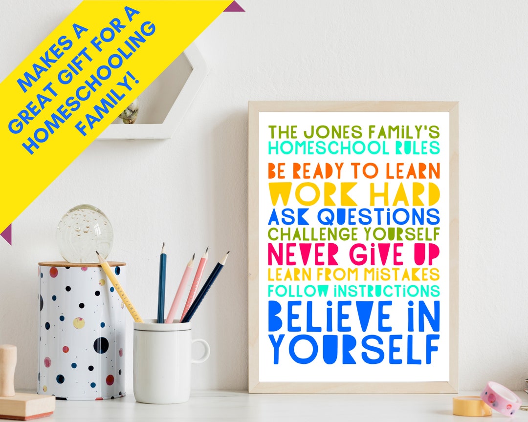 Homeschool Rules PRINTABLE Poster, Personalized Homeschool Rules Sign ...