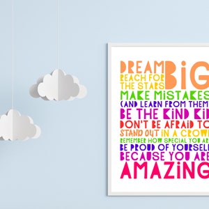 PRINTABLE Dream Big Poster, Teen Girls Gift, Teen Girl Positive Wall ...