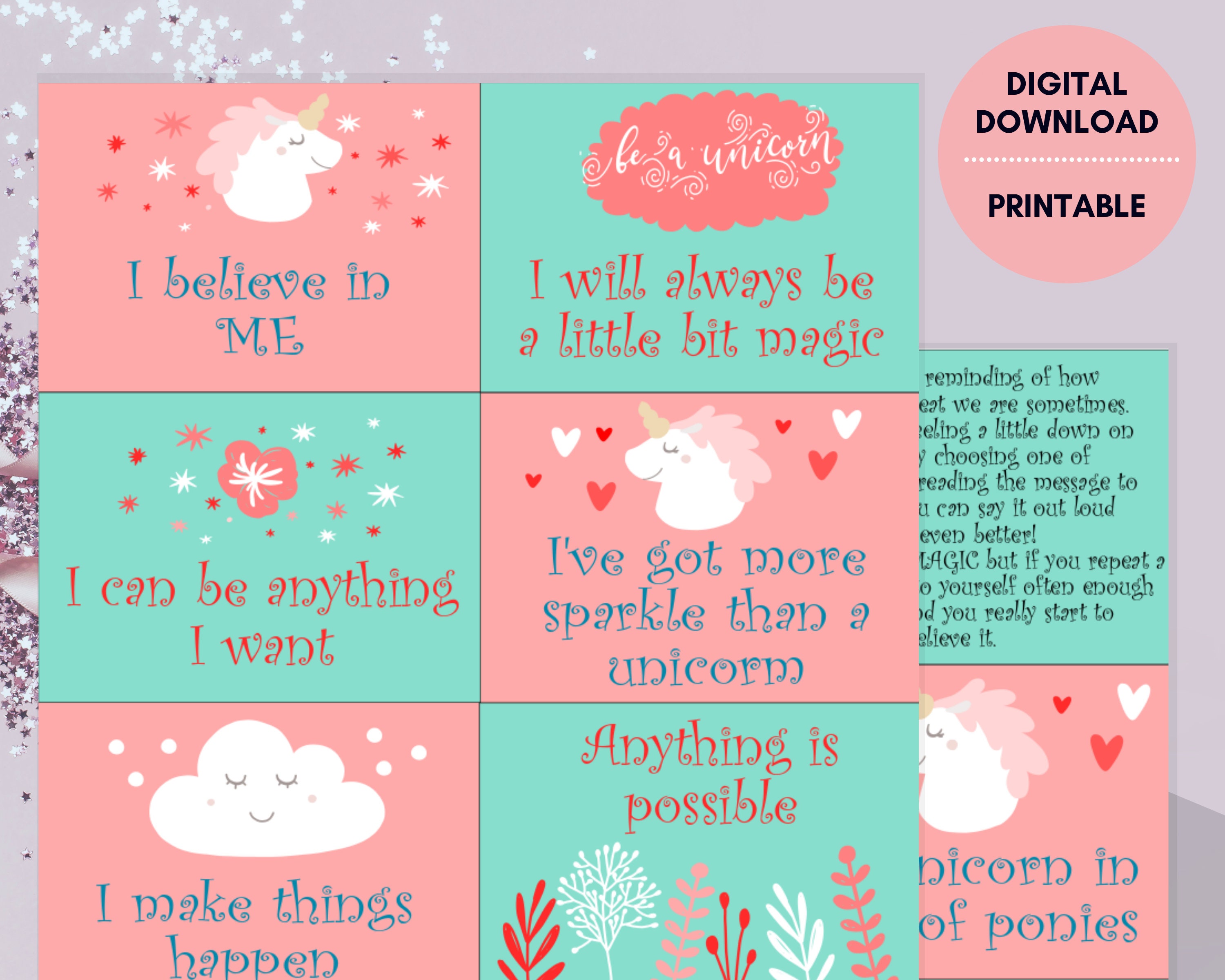 Affirmation Cards Unicorn Card Set for Kids Positive - Etsy UK