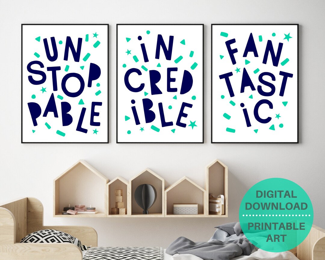 PRINTABLE Typography Poster Set Kids Motivational Word Art - Etsy