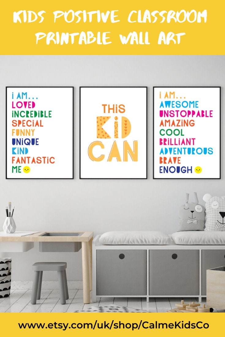 3 classroom motivational quote digital poster prints kids | Etsy