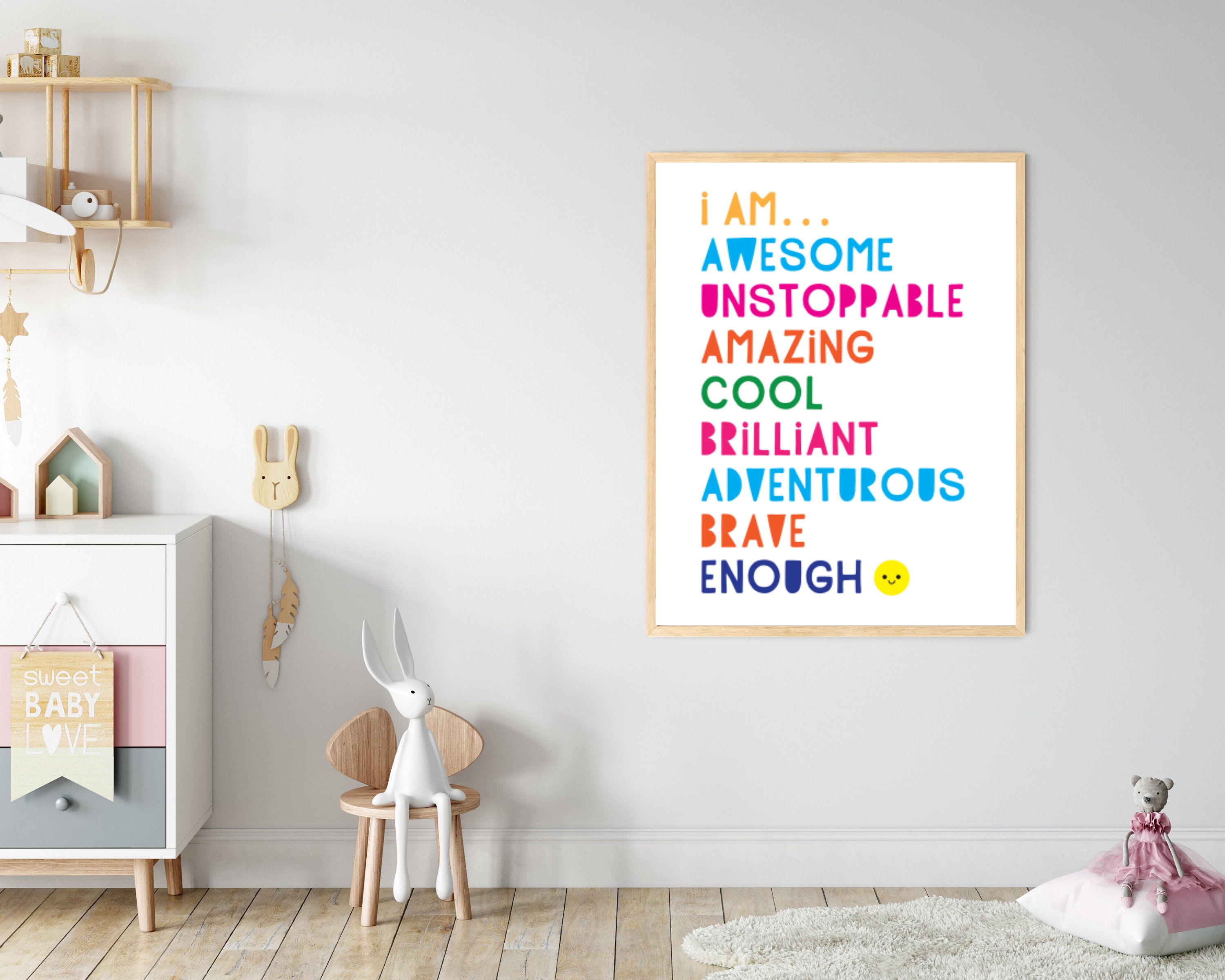 I AM AWESOME Printable Kids Wall Art Girls Room Decor Girls - Etsy