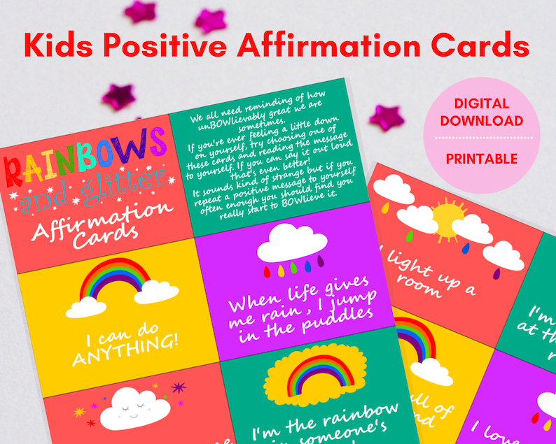 Rainbow Affirmation Card Set for Kids Childrens Positive - Etsy Australia