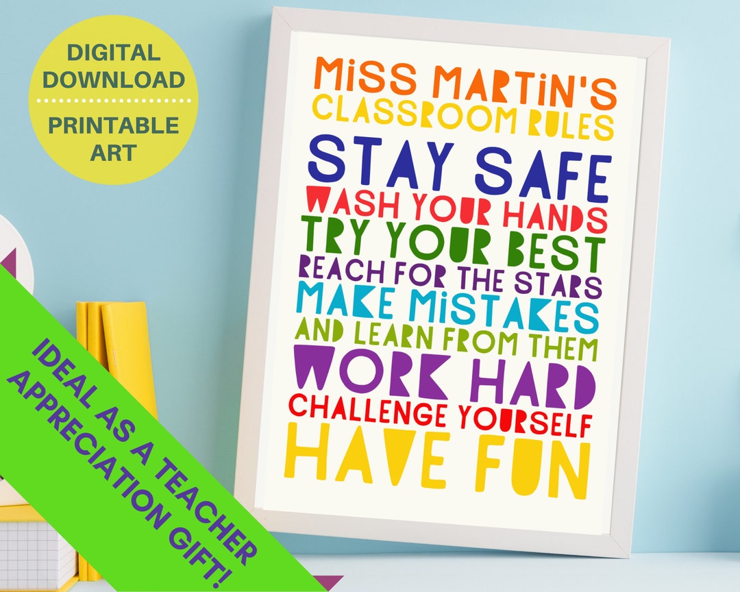 PRINTABLE Stay Safe Have Fun Classroom Poster Personalised - Etsy