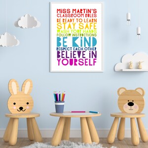 Teacher Gift, PRINTABLE Stay Safe, Be Kind Poster, Classroom Rules Sign ...