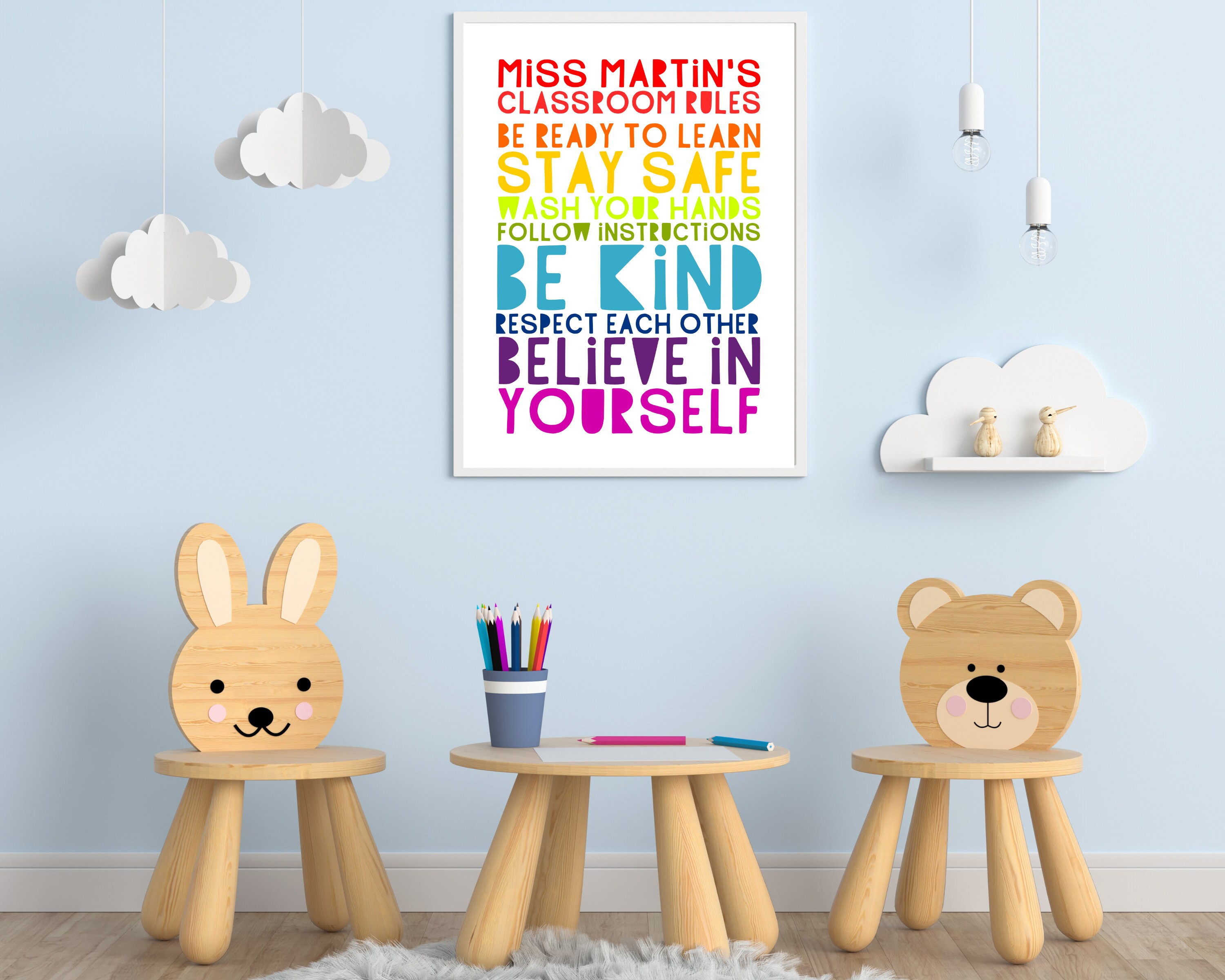Teacher Gift, PRINTABLE Stay Safe, Be Kind Poster, Classroom Rules Sign ...