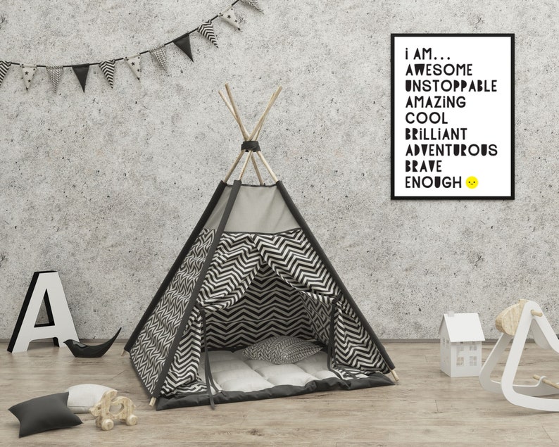I Am Awesome Monochrome Printable Wall Art Kids Encouragement | Etsy