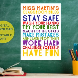 PRINTABLE Stay Safe Have Fun Classroom Poster Personalised - Etsy