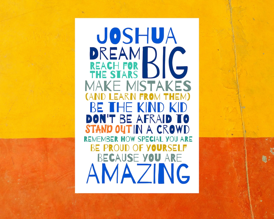 PRINTABLE Dream Big Personalized Poster Customized Boys Wall | Etsy