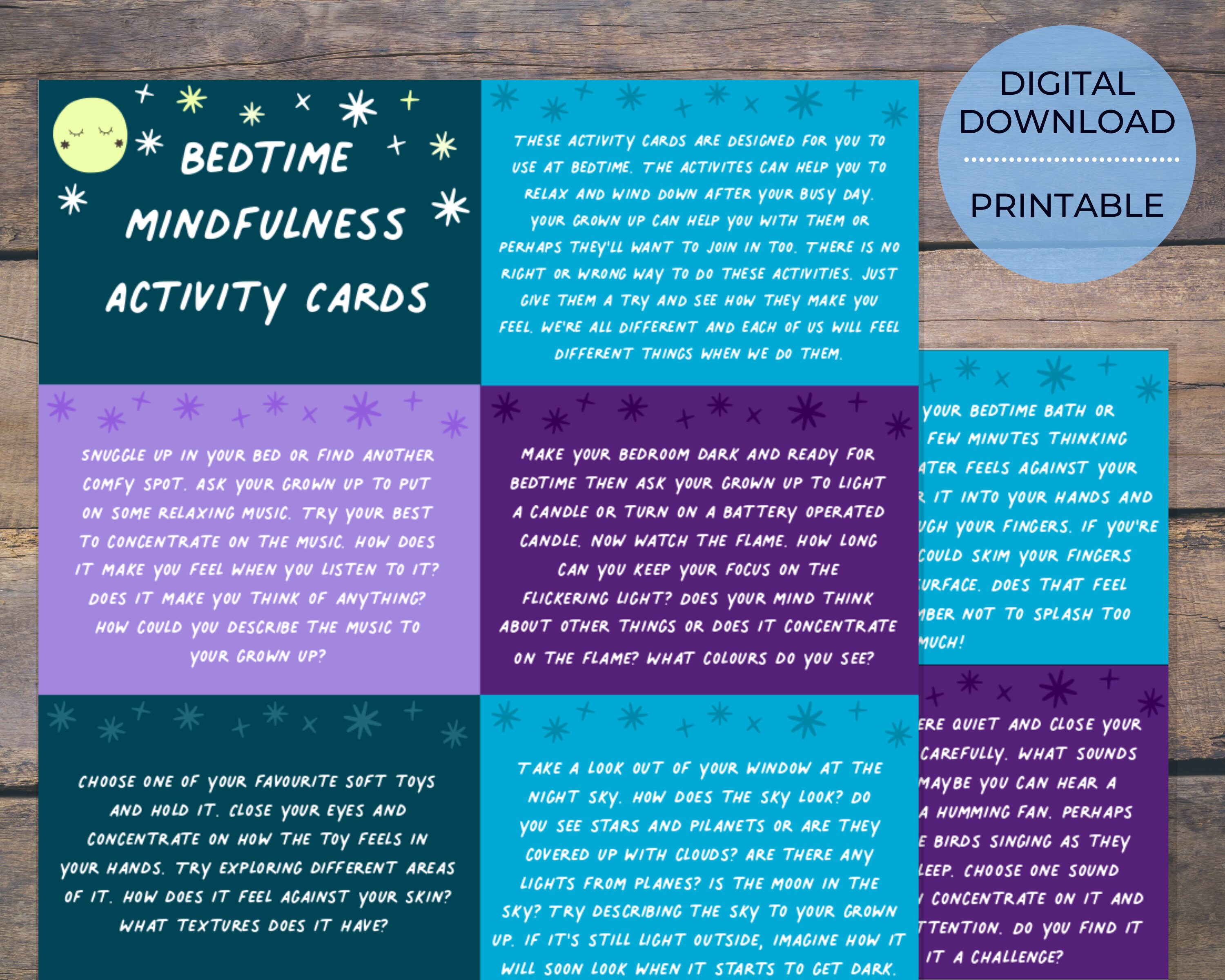 Kids Mindfulness Bedtime Mindfulness Cards Relaxing Bedtime - Etsy UK