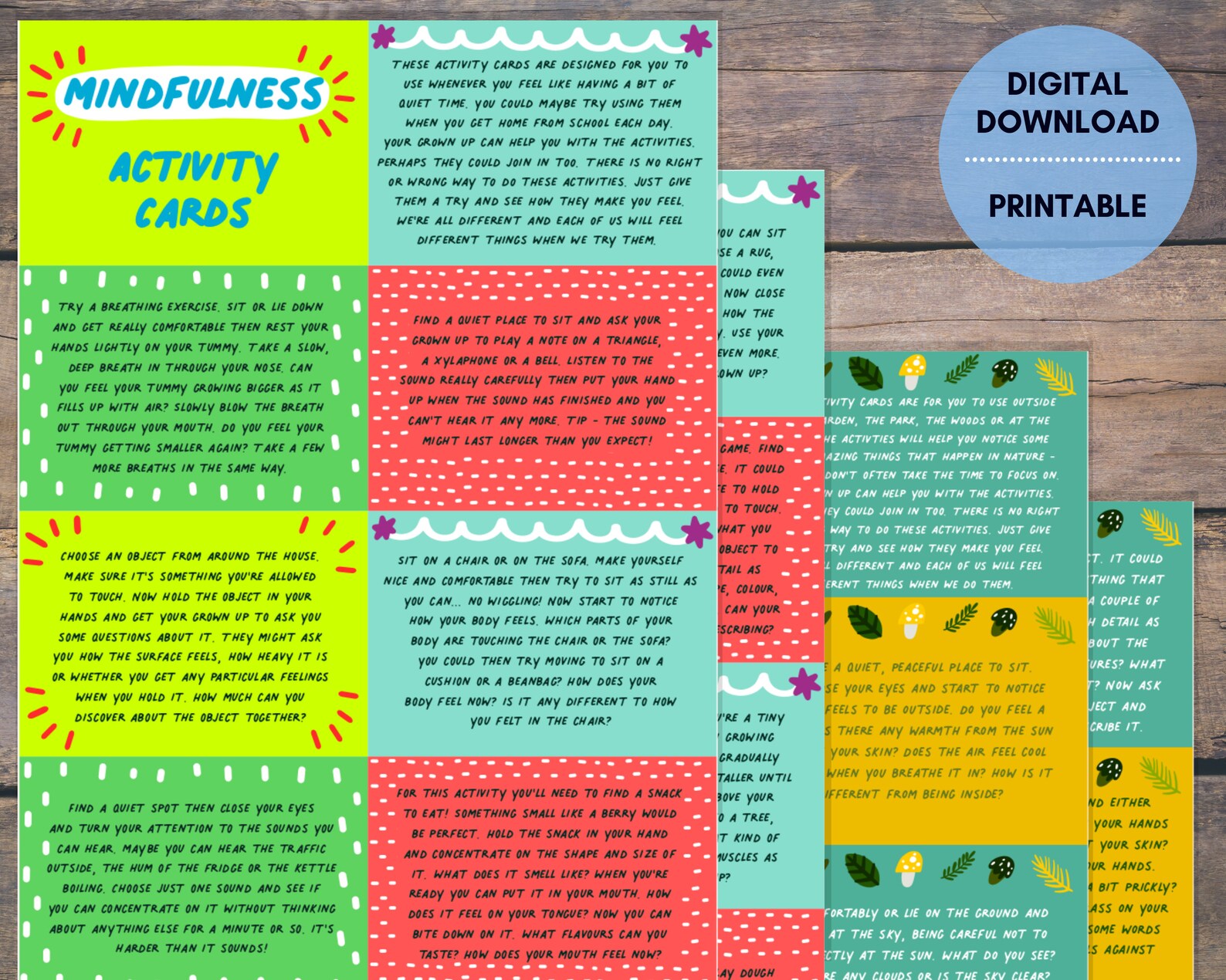 Mindfulness Cards for Kids PRINTABLE Cards Mindful Activity - Etsy
