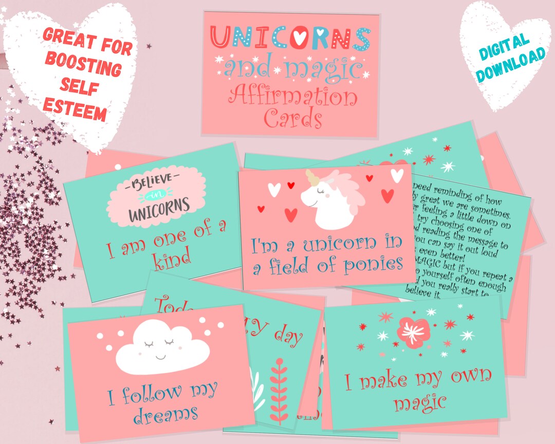 Affirmation Cards Unicorn Card Set for Kids Positive - Etsy UK