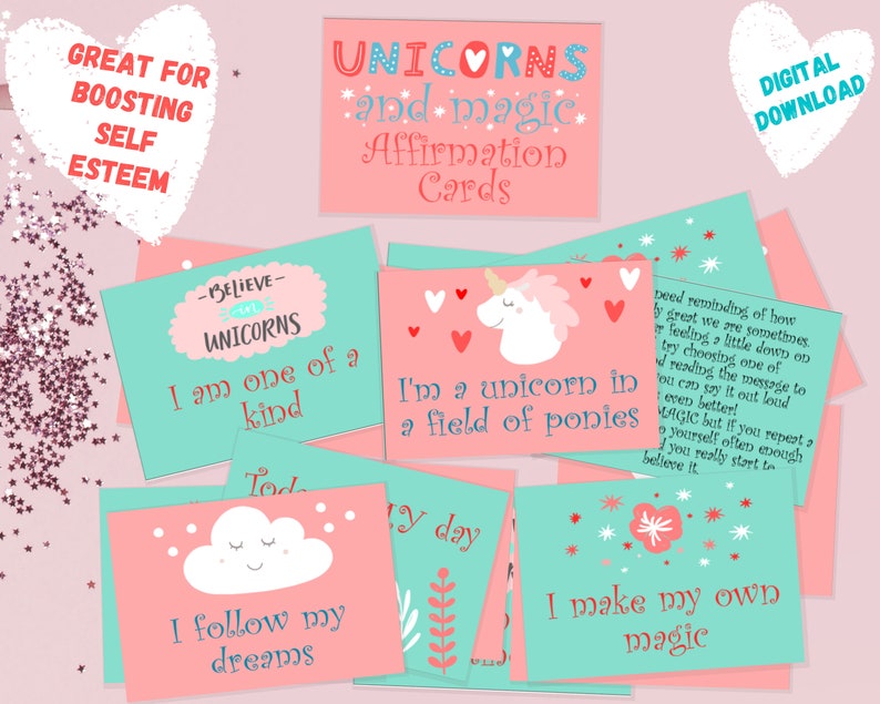 Affirmation Cards Unicorn Card Set for Kids Positive - Etsy UK