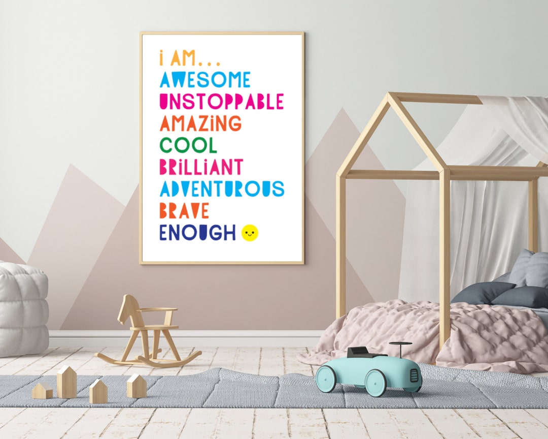 I AM AWESOME Printable Kids Wall Art Girls Room Decor Girls - Etsy UK