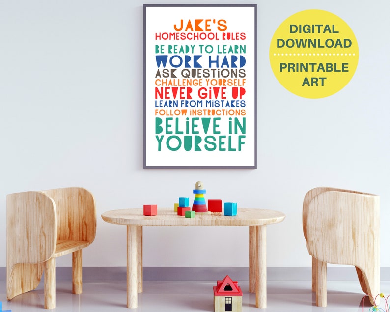 Homeschool Rules printable homeschool personalised print | Etsy