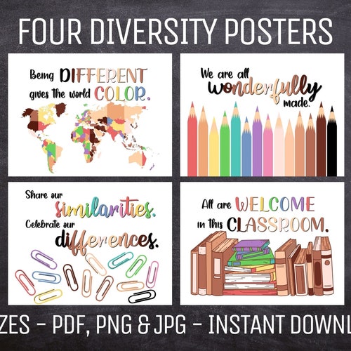 Diversity Posters Pack 3 Classroom Posters Boho Rainbow - Etsy