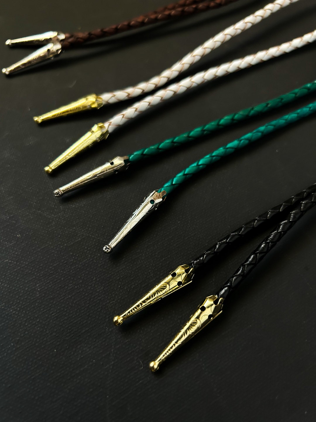 Extra Bolo Tie and Tips, Leather Bolo Tie, Turquoise Bolo Cord, White ...