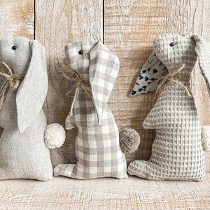 Rustic Bunny Stuffed, Linen Rabbit, Easter Farmhouse Decor, Vintage ...