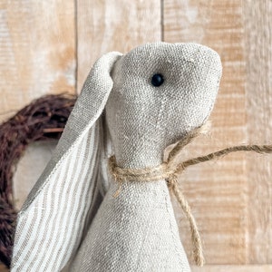 Rustic Bunny Stuffed, Linen Rabbit, Easter Farmhouse Decor, Vintage ...