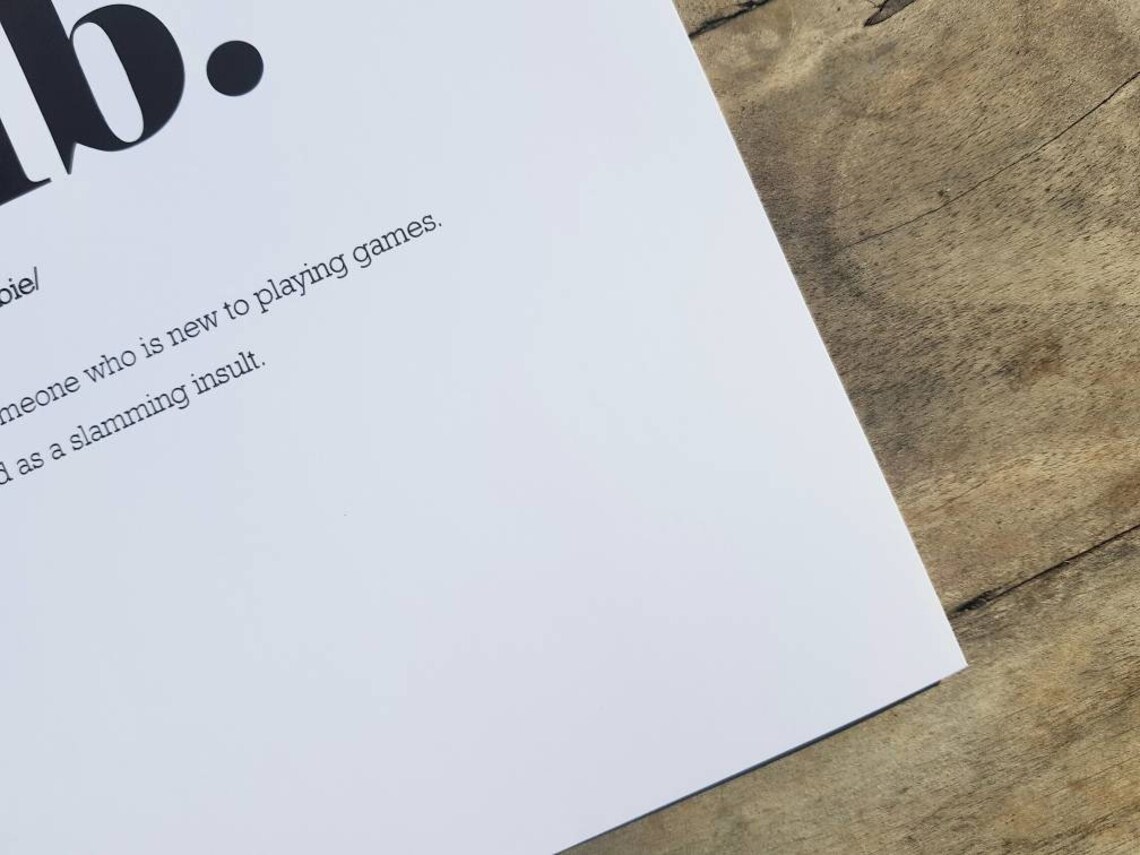 Noob Poster, Nub Print, Gaming Poster, Geek Art, Dictionary Art - Etsy