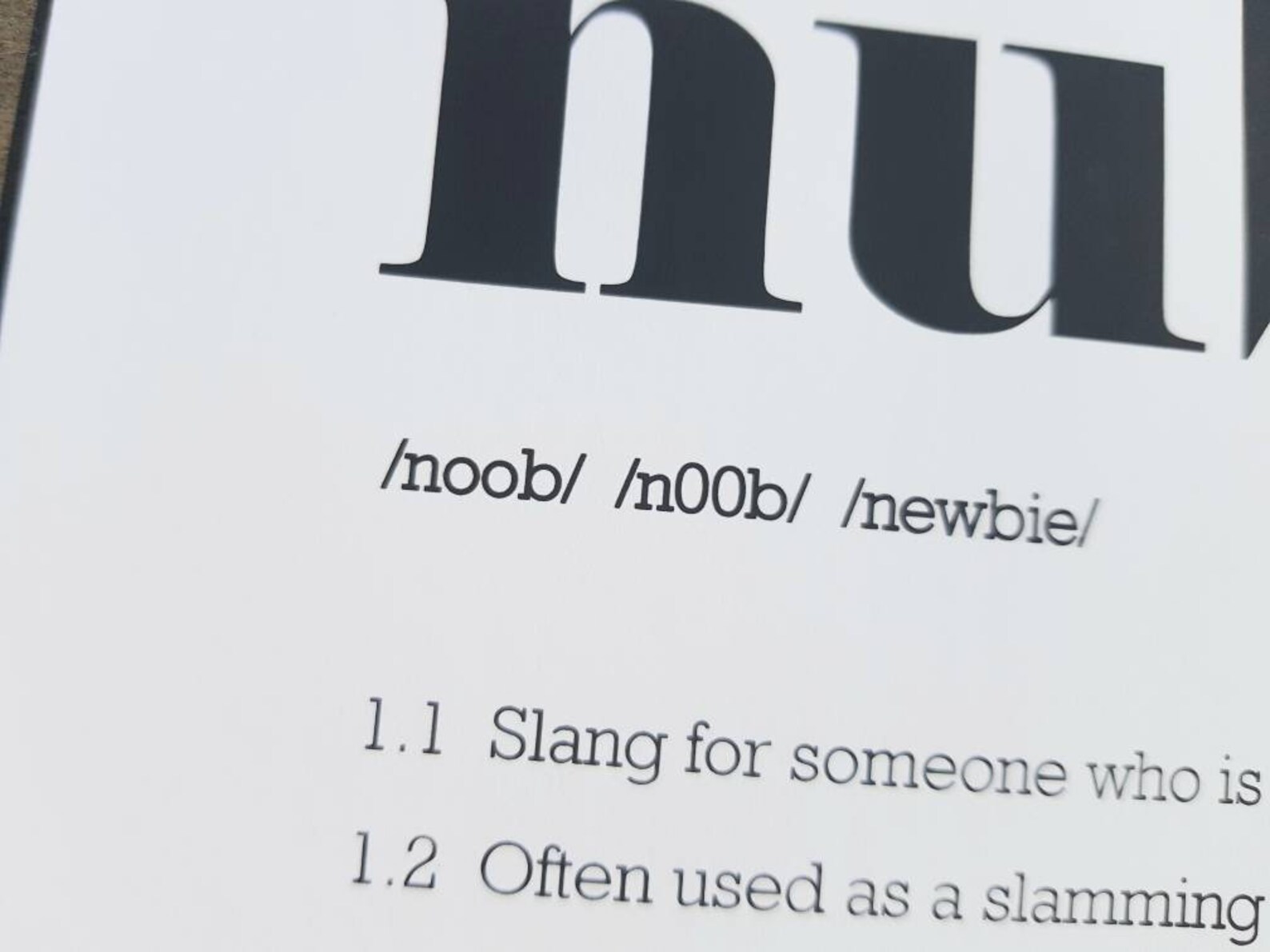 Noob Poster, Nub Print, Gaming Poster, Geek Art, Dictionary Art - Etsy