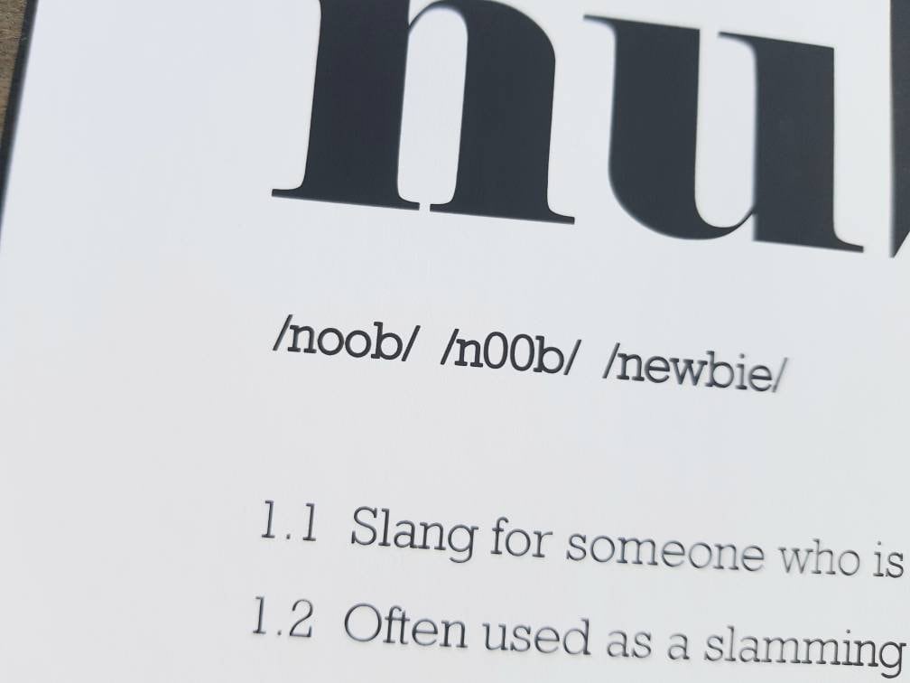 Noob Poster, Nub Print, Gaming Poster, Geek Art, Dictionary Art - Etsy