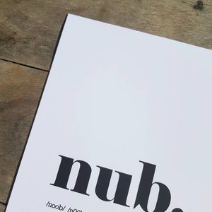 Noob Poster, Nub Print, Gaming Poster, Geek Art, Dictionary Art - Etsy