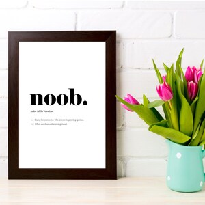Noob Print Gamer Poster, Gaming Wall Prints, Dorm Room Decor, Digital ...