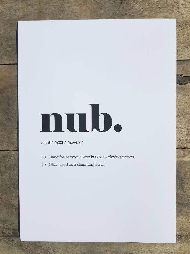 Noob Poster, Nub Print, Gaming Poster, Geek Art, Dictionary Art - Etsy