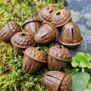 X10 Rustic Tin Acorn Bells - Etsy