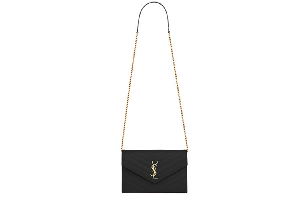SAINT-LAURENT YSL Gold Logo Chain Quilted Grain Pressed - Etsy
