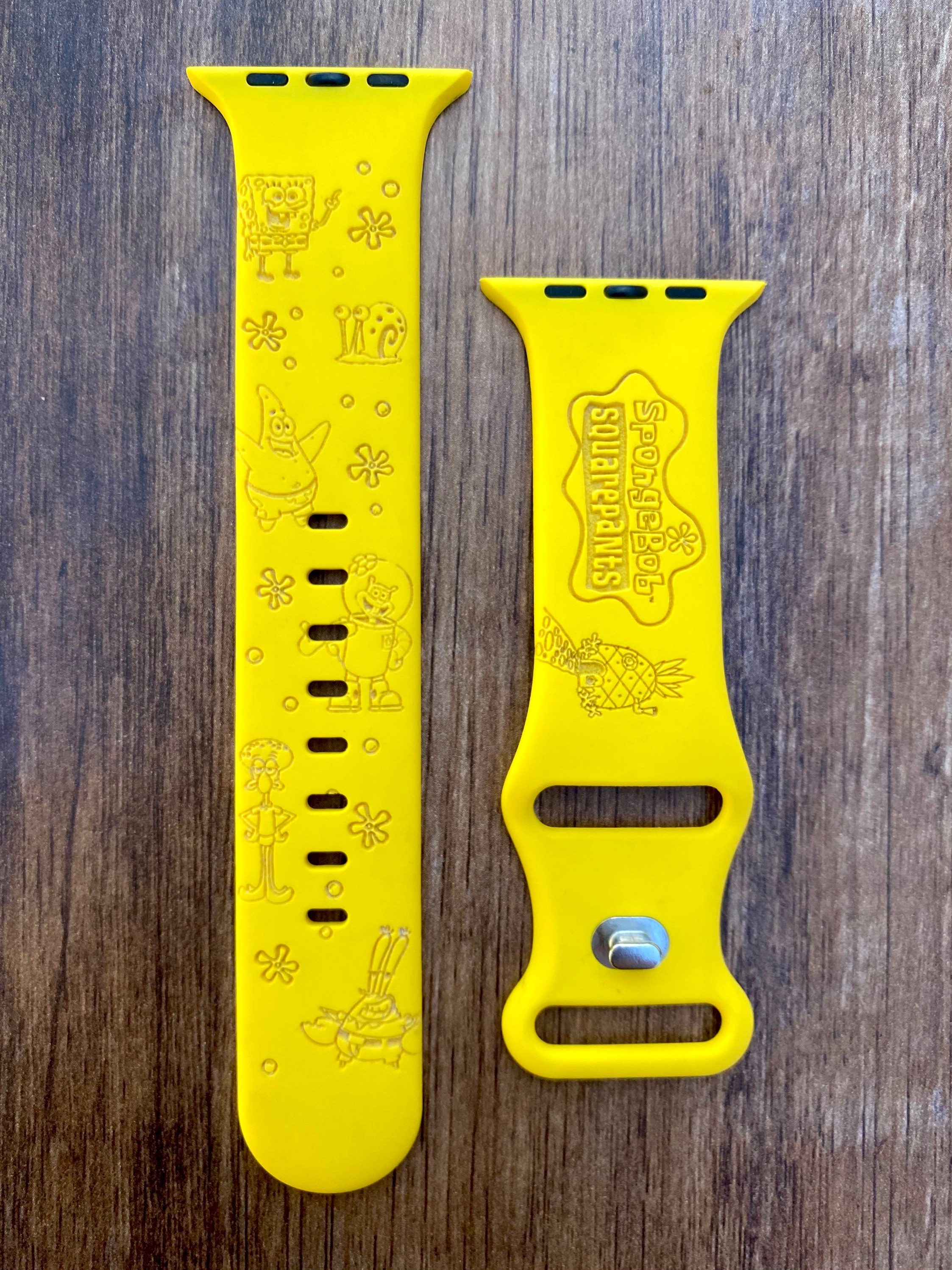 Spongebob Square Pants Silicone Engraved Watch Band Apple - Etsy