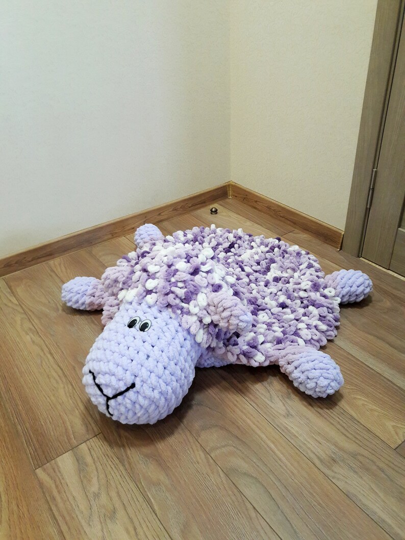 Crochet Lamb Rug Area Kids Rug Animal Soft Room Rug | Etsy