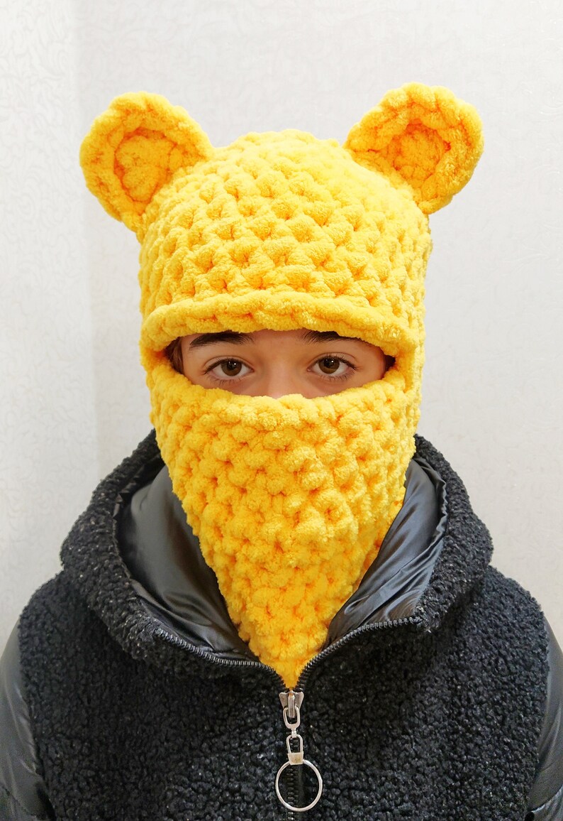 Bear Balaclava Knit Warm Hat Custom Balaklava Womens Funny Balaclava ...