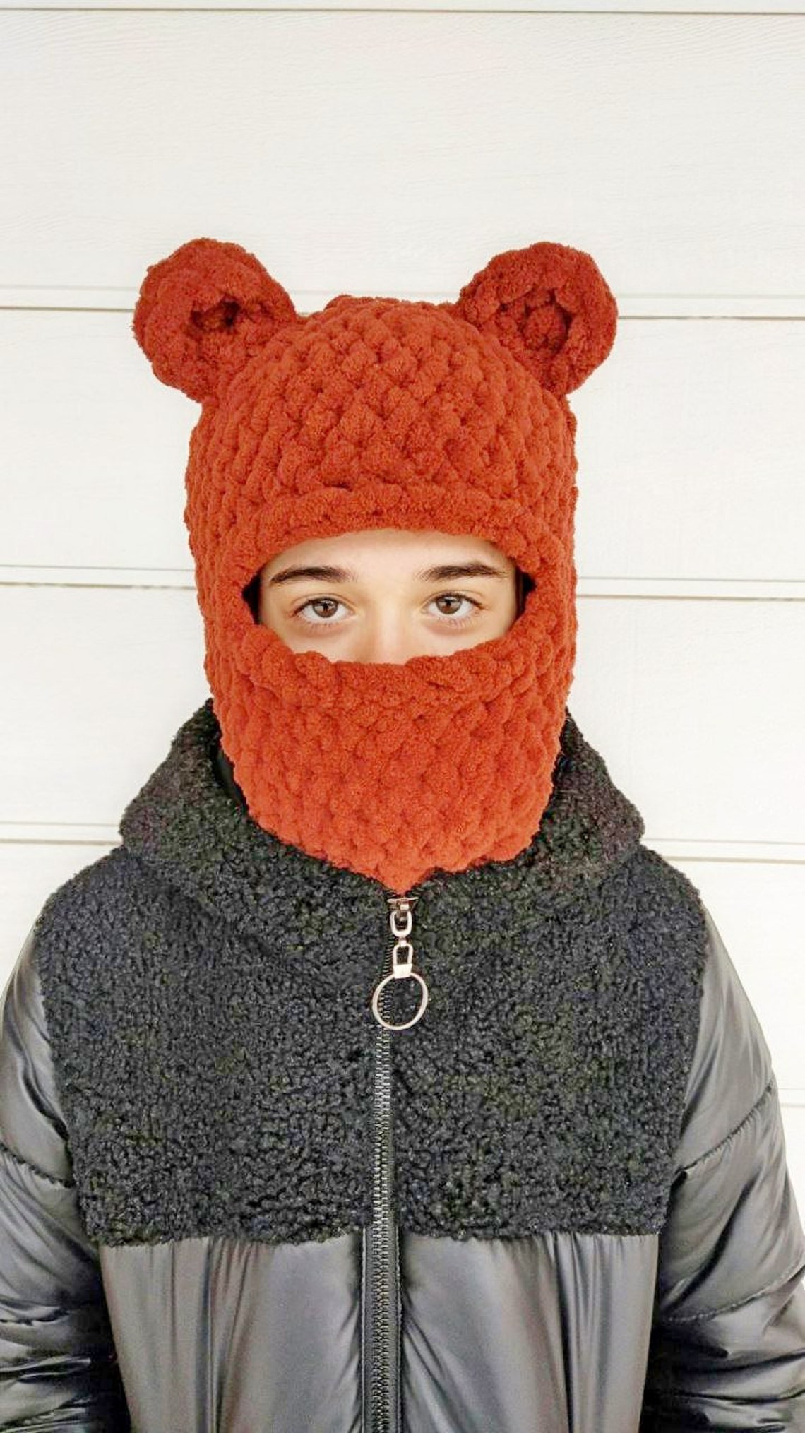 Bear Balaclava Knit Warm Hat Custom Balaklava Womens Funny Balaclava ...