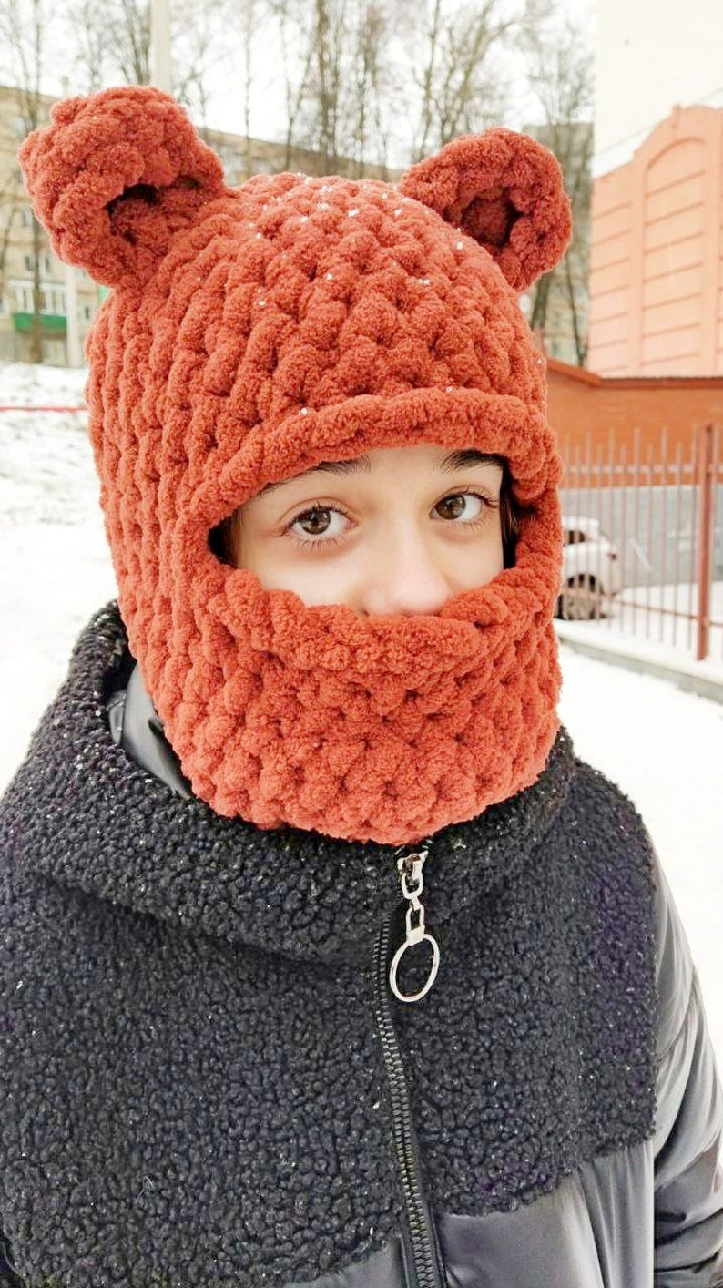 Bear Balaclava Knit Warm Hat Custom Balaklava Womens Funny Balaclava ...