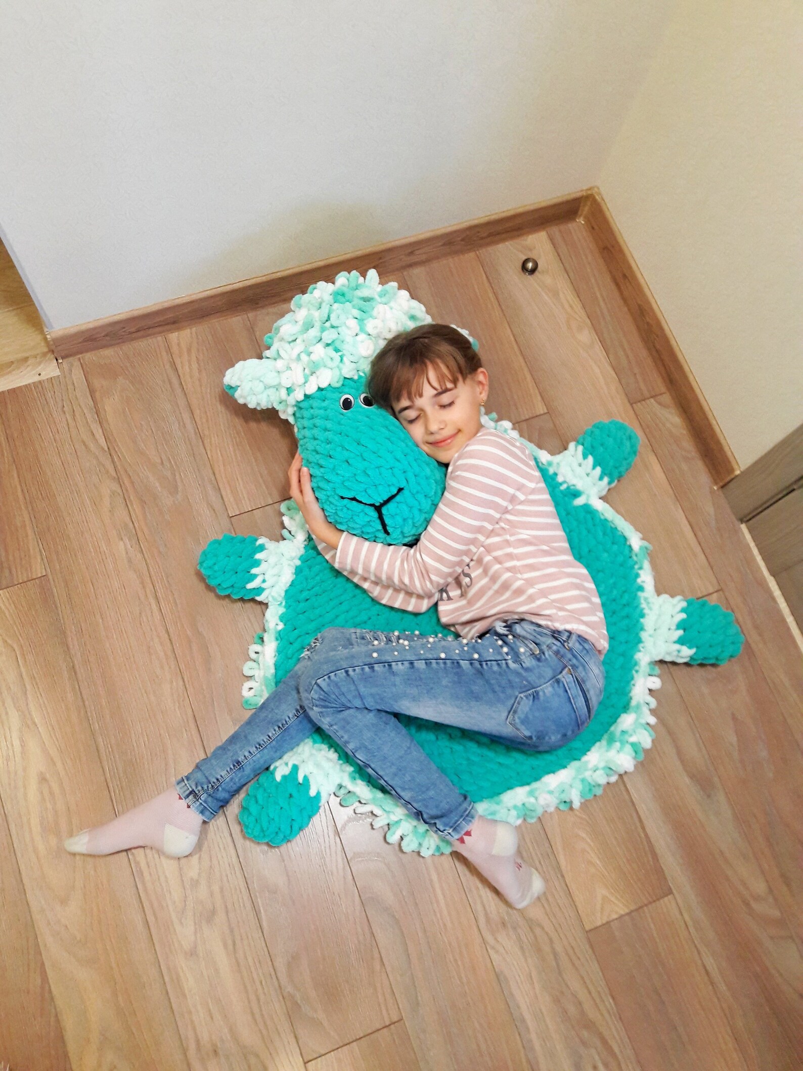 Crochet Lamb Rug Area Kids Rug Animal Soft Room Rug | Etsy
