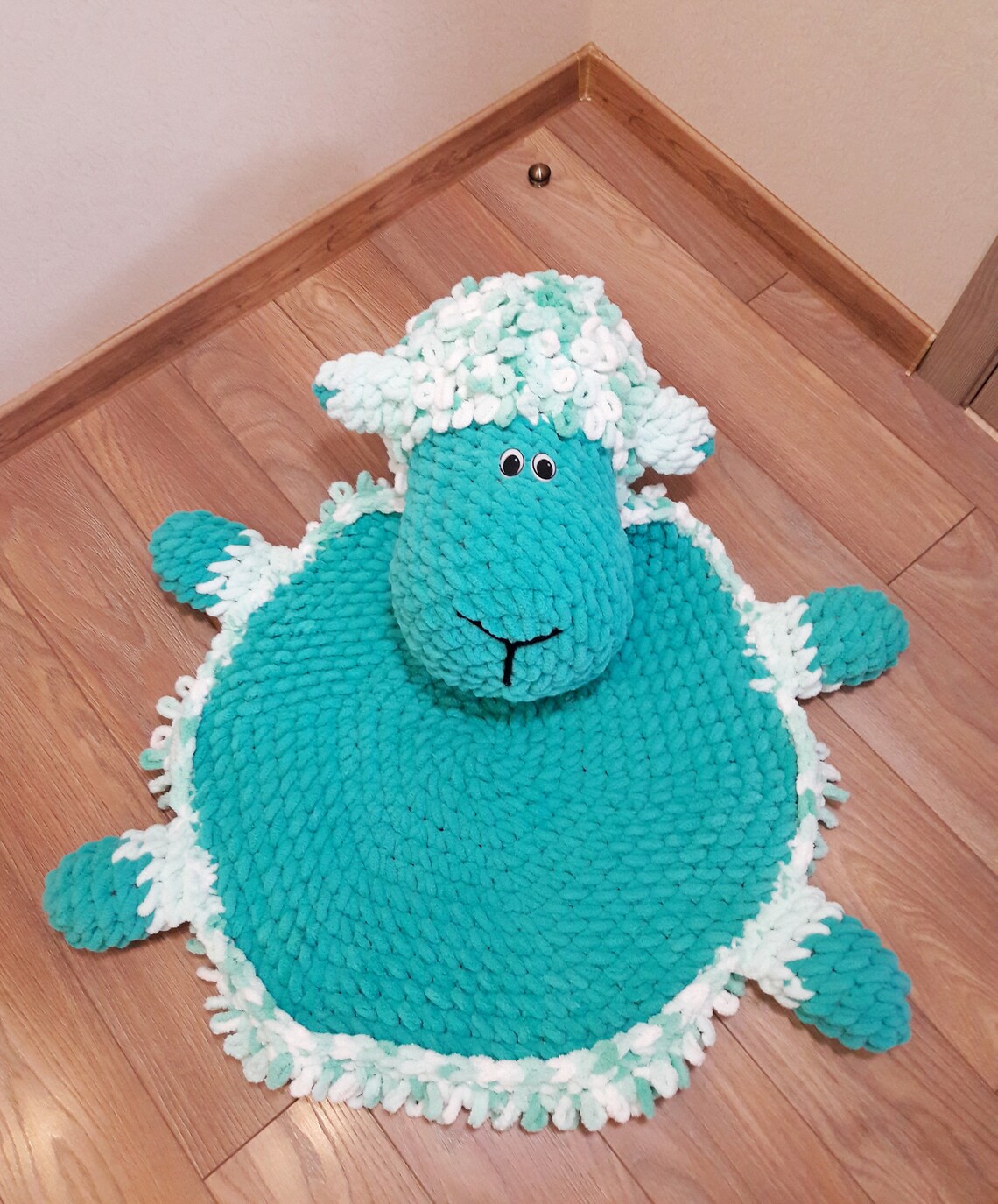 Crochet Lamb Rug Area Kids Rug Animal Soft Room Rug | Etsy