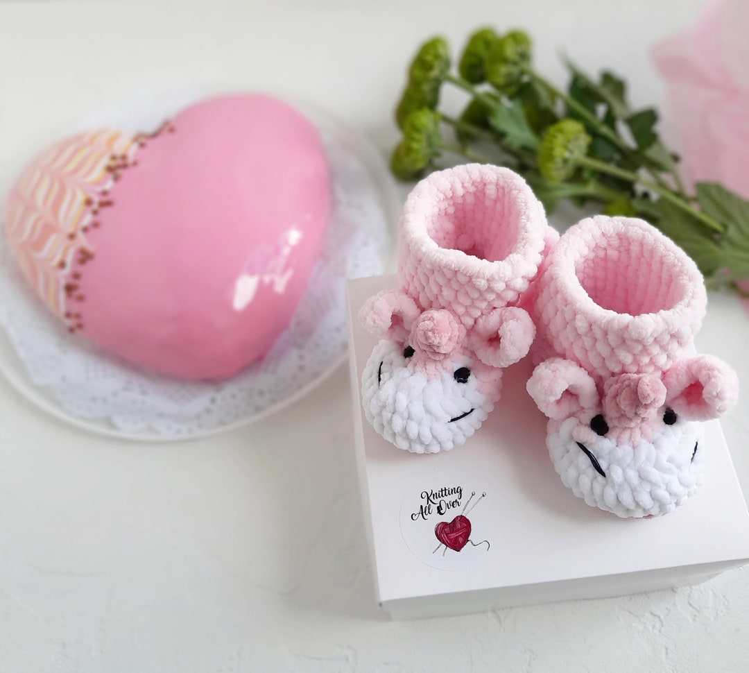 Knitted Baby Booties, Unicorn Baby Booty, Crochet Baby Shoes, Crib ...