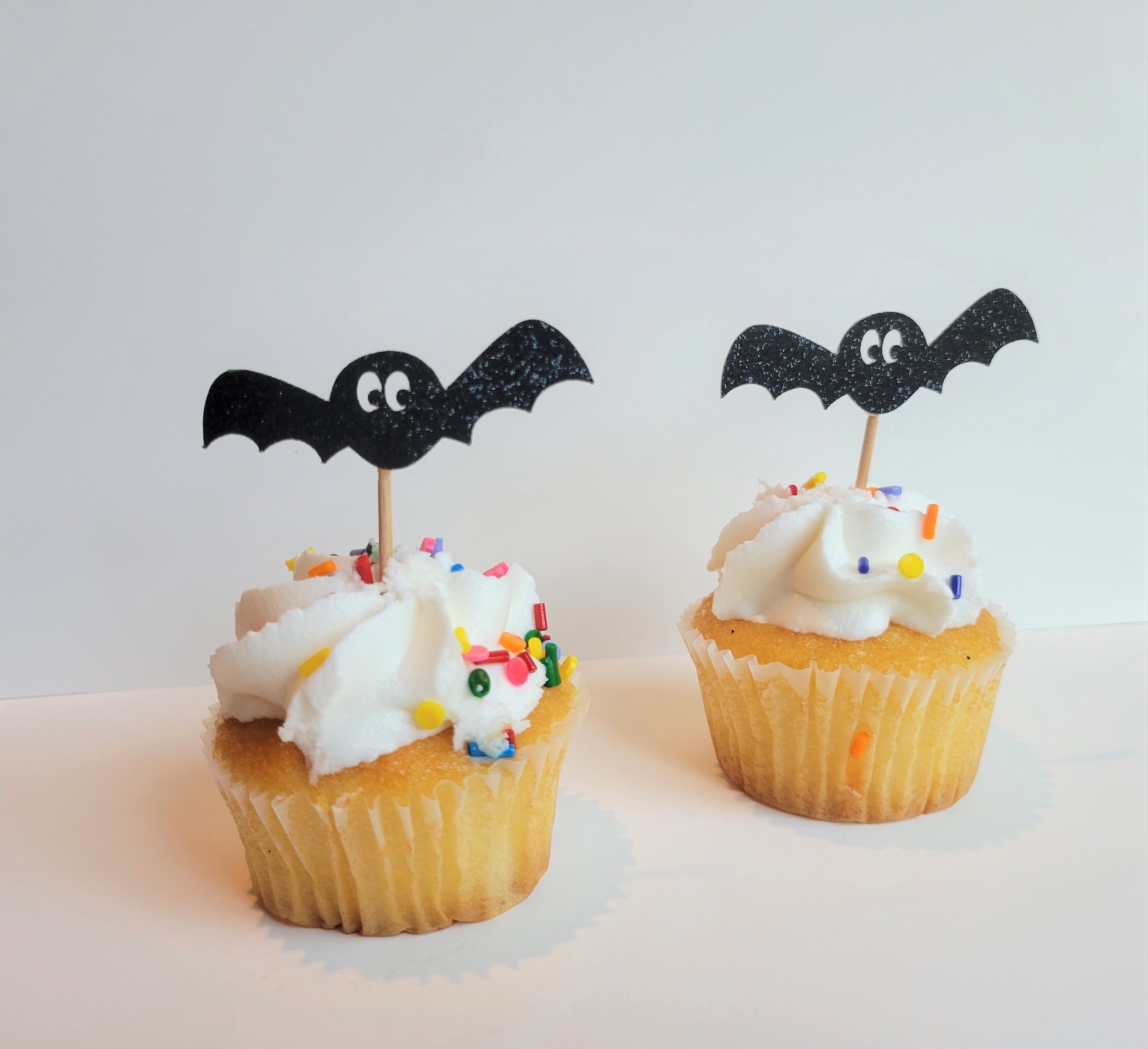 Cupcake Toppers, Halloween Cupcake Toppers, Bat Cupcake Topper, Happy ...